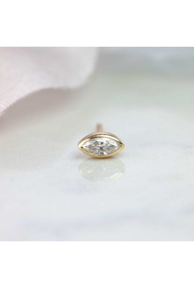 Abgar Özasi Mücevherat Markiz Pırlantalı Tekli Küpe