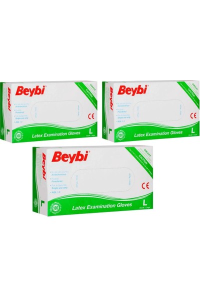 Beybi Pudralı Çok Amaçlı Kullan At Eldiven Lateks 100' Lü (L) Large / Büyük x 3'lü Beybi Pudralı Çok Amaçlı Kullan At Eldiven Lateks 100' Lü (L) Large / Büyük x 3'lü