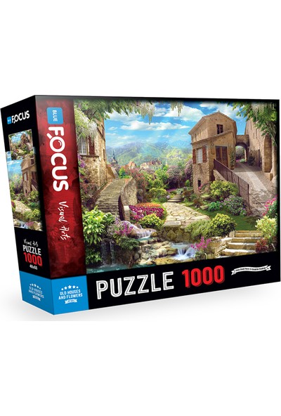 Blue Focus 1000 Parça Puzzle - Old Houses And Flowers Blue Focus 1000 Parça Puzzle - Old Houses And Flowers