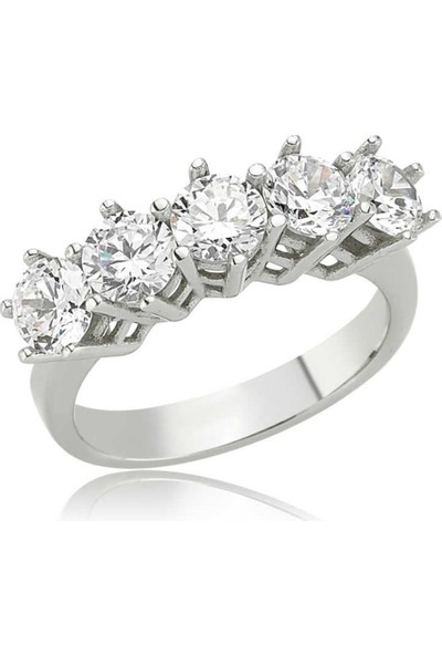 Candie Silver Swarovski 5 Taş Kadın Gümüş Yüzük Candie Silver Swarovski 5 Taş Kadın Gümüş Yüzük