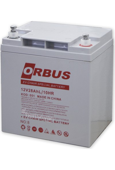 Orbus 12 V 28AH Dik Engelli Bakımsız Tip Karbon Jel