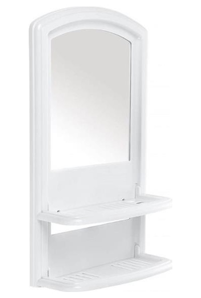 Çelik Ayna Çift Etajerli Lavobo Aynası