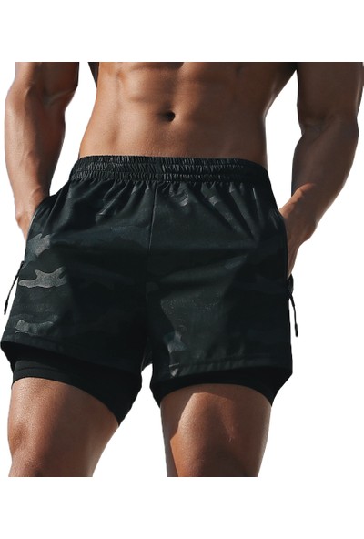 Buyfun Erkek 2 1 Koşu Şort Cepli