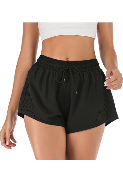 Buyfun Kadın Spor Şort - XL - Siyah (Yurt Dışından)