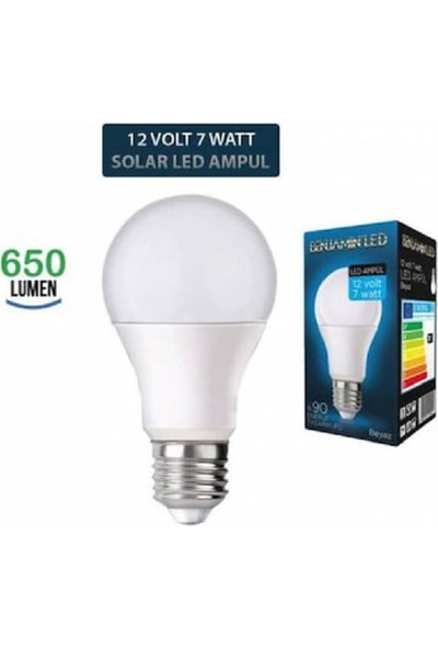 Benjamin 6 Adet Solar LED Ampül 12 Volt 7 Watt E27 Beyaz Benjamin 1.kalite Benjamin 6 Adet Solar LED Ampül 12 Volt 7 Watt E27 Beyaz Benjamin 1.kalite