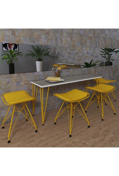Knsz masa tabure sandalye takımı cim crdsrı 140x40 4 tabure srısrı