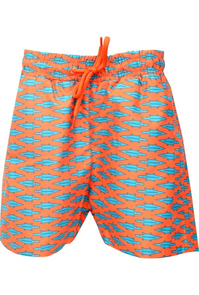 Sportive Çocuk Turuncu Desenli Deniz Şortu 711221-DD2