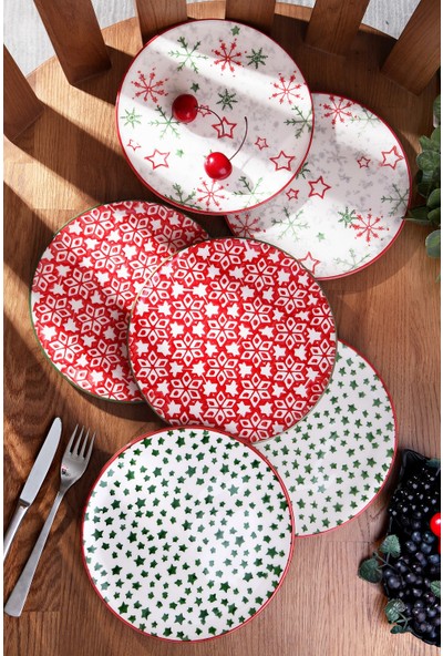 Kitchen Life 6'lı Handmade 21 cm Pasta Tabak Seti Kitchen Life 6'lı Handmade 21 cm Pasta Tabak Seti