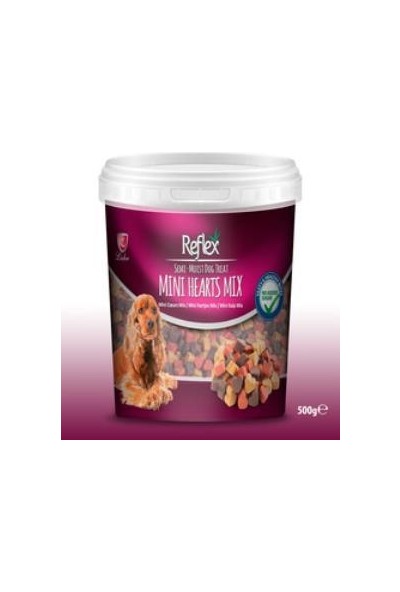 Reflex Karışık Renkli Mini Kalpli Yarı Yumuşak Köpek Ödül Maması 500 gr Reflex Karışık Renkli Mini Kalpli Yarı Yumuşak Köpek Ödül Maması 500 gr