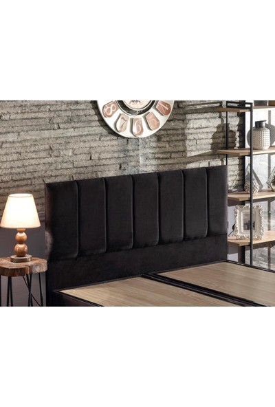 Piano Lite Çift Kişilik Yatak Başlığı - 140 cm Siyah Kumaş Başlık