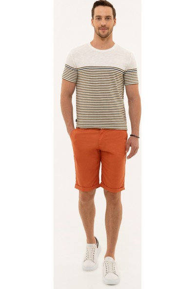 Pierre Cardin Oranj Standart Fit Bermuda Şort 50224377-VR181 Pierre Cardin Oranj Standart Fit Bermuda Şort 50224377-VR181