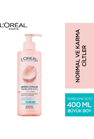 L'Oréal Paris Değerli Çiçekler Temizleme Sütü Normal ve Karma Ciltler L'Oréal Paris Değerli Çiçekler Temizleme Sütü Normal ve Karma Ciltler