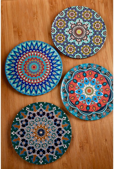 Mozaikturk Mandala Motifli 4'lü Bardak Altlığı