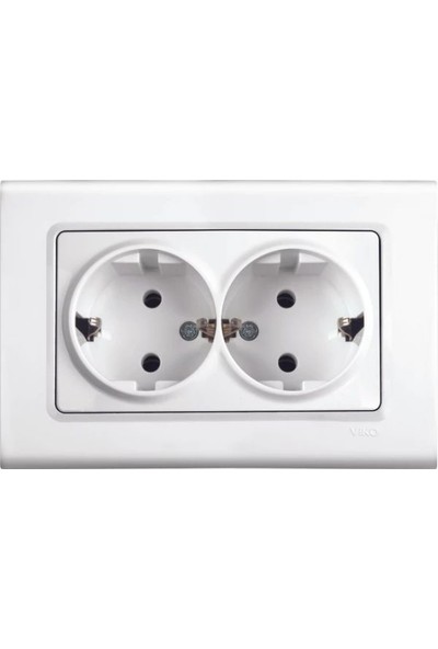 Viko Linnera Ikili Topraklı Priz(Çerçeveli)-Beyaz Viko Linnera Ikili Topraklı Priz(Çerçeveli)-Beyaz
