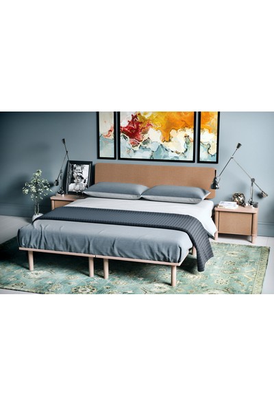 Vudiva - Pergamon Çift Kişilik Karyola Vizon Vudiva - Pergamon Çift Kişilik Karyola Vizon