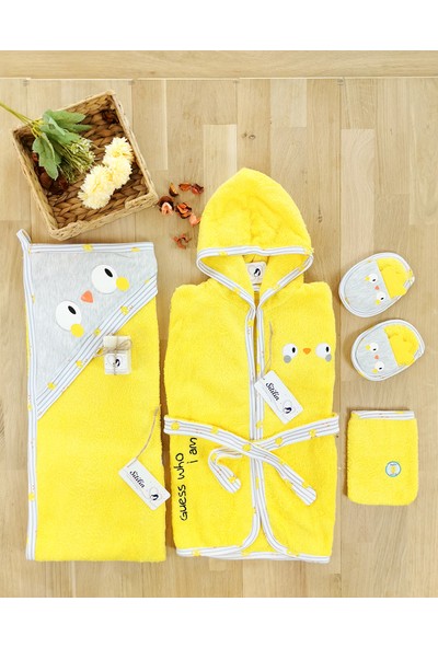 Sitilin Bebek Civciv Bornoz Havlu Takımı Set