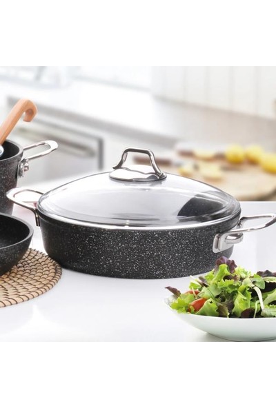 Falez Black Line Granit Döküm 28 cm Kısa Karnıyarık Tencere Siyah Falez Black Line Granit Döküm 28 cm Kısa Karnıyarık Tencere Siyah