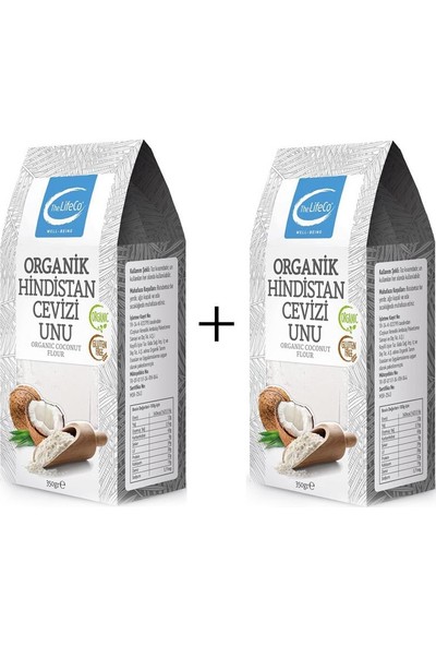 TheLifeCo Organik Hindistan Cevizi Unu 2 x 350 gr