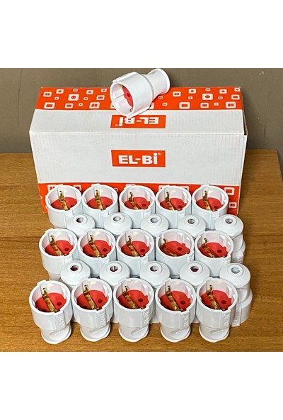 Elbi Monoblok Topraklı Dişi Fiş 25'li Kırmızı Beyaz Elbi Monoblok Topraklı Dişi Fiş 25'li Kırmızı Beyaz