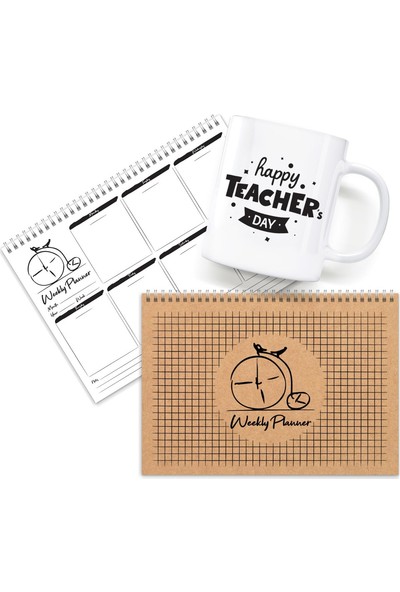 Bi'aldım Happy Teachers Day Öğretmenler Gününe Özel Kupa ve Haftalık Planlayıcı