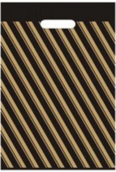 Takviyeli Çizgili 33 x 45 cm No:3 El Geçmeli Poşet 50'li