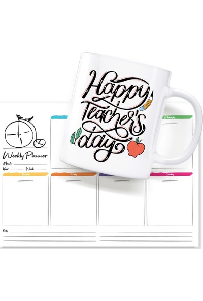Bi'aldım Öğretmenlere Özel Kupa ve Haftalık Planlayıcı - Happy Teachers Day