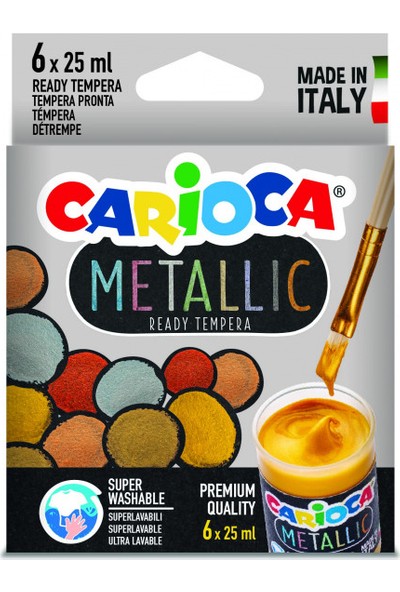 Carioca Metalik Tempera Suluboya Süper Yıkanabilir 6*25 Ml 6 Renk Karışık Carioca Metalik Tempera Suluboya Süper Yıkanabilir 6*25 Ml 6 Renk Karışık