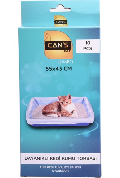 Can's Dayanıklı Kedi Kumu Torbası 55 x 43 cm 10 Adet