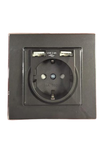 Mutlusan Çift Usb Topraklı Priz Siyah