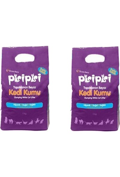 Pisi Pisi Eczacıbaşı Pisipisi Kalın Taneli Kedi Kumu 10 kg (12 lt) x 2 Adet