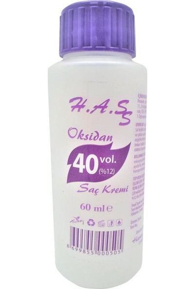 H.A.S Oksidan Peroksit 40 Volum 60 ml %12 H.A.S Oksidan Peroksit 40 Volum 60 ml %12