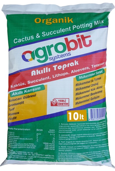 Agrobit Akıllı Toprak 10lt Kaktüs Aloevera Lithops ve Succulent Toprağı Zengin Karışım Agrobit Akıllı Toprak 10lt Kaktüs Aloevera Lithops ve Succulent Toprağı Zengin Karışım