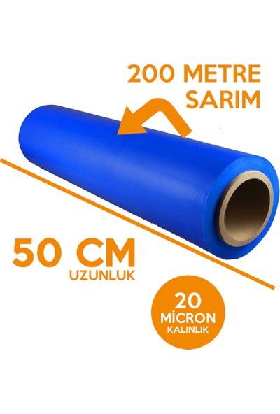 Arya Ambalaj 20 Mic 200M 50CM Palet Streç Film El Tipi Mavi Arya Ambalaj 20 Mic 200M 50CM Palet Streç Film El Tipi Mavi