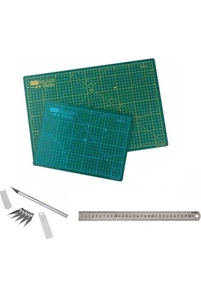 Hece Profesyonel Kesim Matı Seti A3 Cutting Mat 30 x 45 cm + 50 cm Çelik Cetvel + Kretuar Bıçağı Hece Profesyonel Kesim Matı Seti A3 Cutting Mat 30 x 45 cm + 50 cm Çelik Cetvel + Kretuar Bıçağı