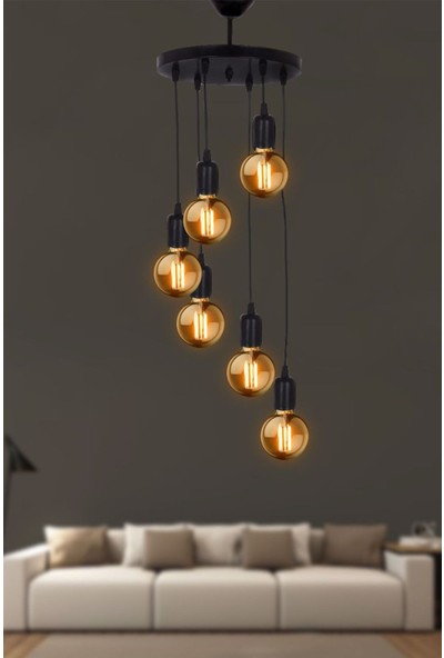 Evim Design Retro Fashion 6 Lı Siyah Avize Evim Design Retro Fashion 6 Lı Siyah Avize