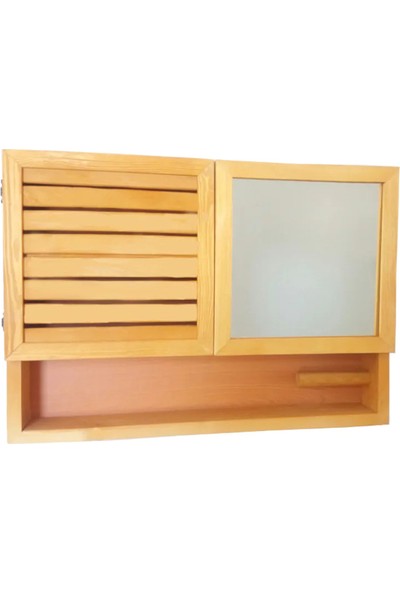 Gudy Wood Ahşap Aynalı Banyo Dolabı Banyo Rafı