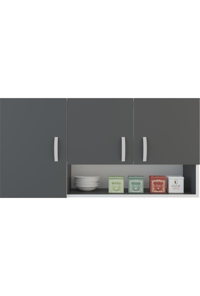 Kenzlife hazır mutfak mirandus22 gri 060x120x22 mutfak dolabı kapaklı raflı