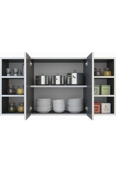 Kenzlife hazır mutfak hora32 gri 060x120x32 mutfak dolabı kapaklı raflı Kenzlife hazır mutfak hora32 gri 060x120x32 mutfak dolabı kapaklı raflı