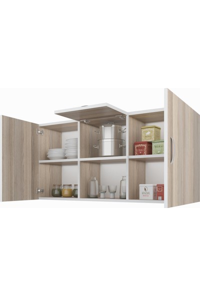 Kenzlife hazır mutfak zella crd 060x120x32 mutfak dolabı kapaklı raflı