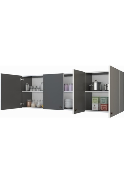 Kenzlife hazır mutfak marina gri 060x15x2 mutfak dolabı kapaklı raflı