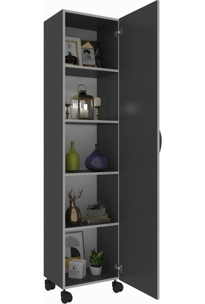 Kenzlife mutfak dolabı mine 188x030x032 gri kapaklı tekerlekli