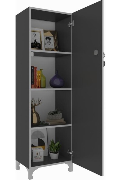Kenzlife mutfak dolabı zehra 128x030x032 gri kilitli ayaklı