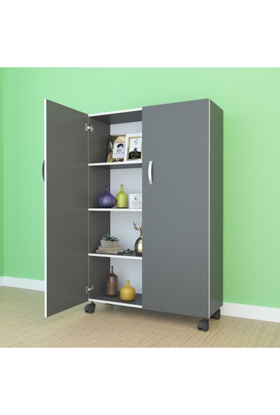 Kenzlife mutfak dolabı rabia 128x070x032 gri kapaklı tekerlekli