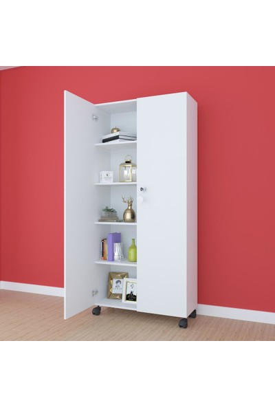 Kenzlife mutfak dolabı çilem 188x070x032 byz kilitli tekerlekli