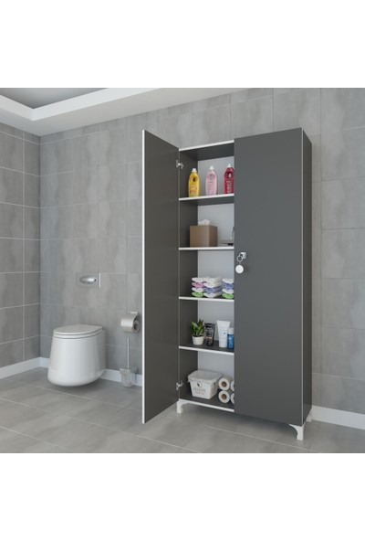 Kenzlife mutfak dolabı çilem 188x090x032 gri kilitli ayaklı