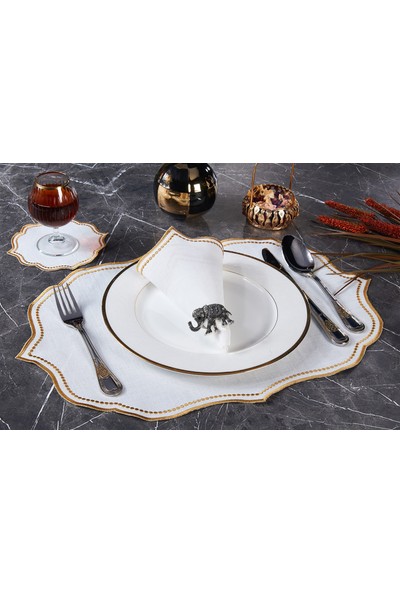 Caka Home Kokteyl Peçetesi - Amerikan Servis Oymalı Nakışlı Altın 12 Parça Set Caka Home Kokteyl Peçetesi - Amerikan Servis Oymalı Nakışlı Altın 12 Parça Set