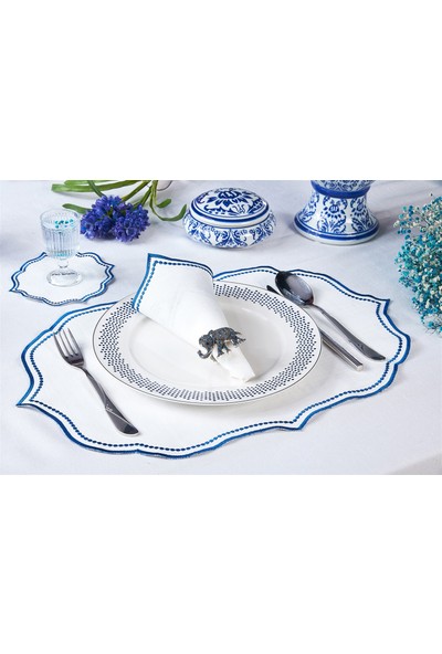 Caka Home Kokteyl Peçetesi - Amerikan Servis Oymalı Nakışlı Lacivert 12 Parça Set Caka Home Kokteyl Peçetesi - Amerikan Servis Oymalı Nakışlı Lacivert 12 Parça Set