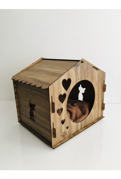 Gülpet Ahşap Kedi Evi - Dekoratif Kedi Yuvası - Minderli Kedi Yatağı Gülpet Ahşap Kedi Evi - Dekoratif Kedi Yuvası - Minderli Kedi Yatağı