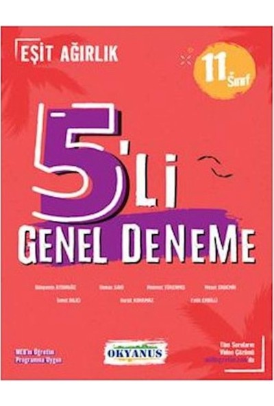 Okyanus Yayıncılık 11. Sınıf 5'Li Eşit Ağırlık Deneme Okyanus Yayıncılık 11. Sınıf 5'Li Eşit Ağırlık Deneme