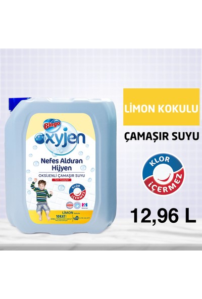 Bingo Oksijen Çamaşır Suyu 3,24 Lt Limon Kokulu 4'Lü Bingo Oksijen Çamaşır Suyu 3,24 Lt Limon Kokulu 4'Lü